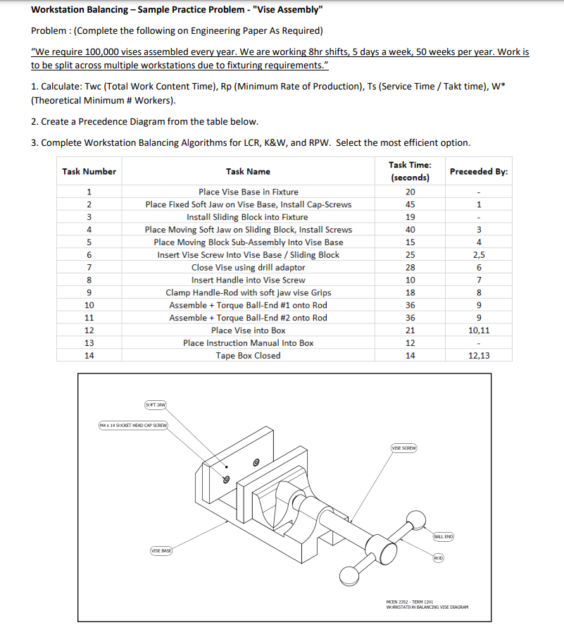 Workstation Balancing - Sample Practice Problem - | Chegg.com