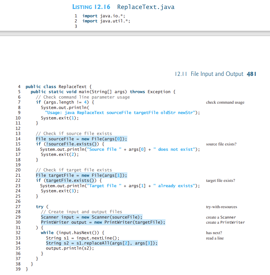 Solved LISTING 12.16 ReplaceText.java 1 import java.io.*; 2 | Chegg.com