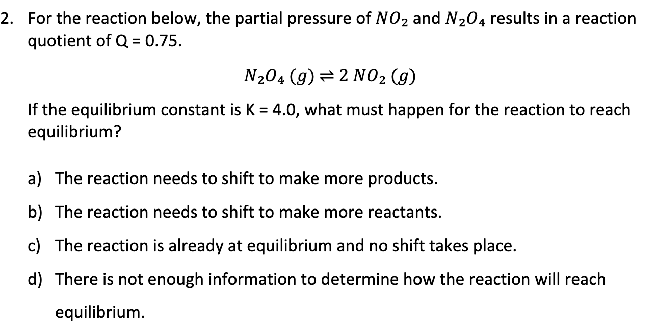 Solved For the reaction below, the partial pressure of NO2 | Chegg.com