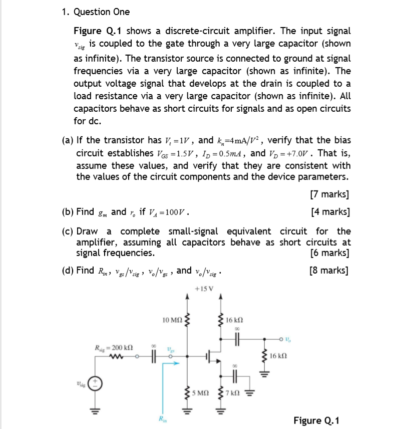 Solved 1. Question One Figure Q.1 shows a discrete-circuit | Chegg.com