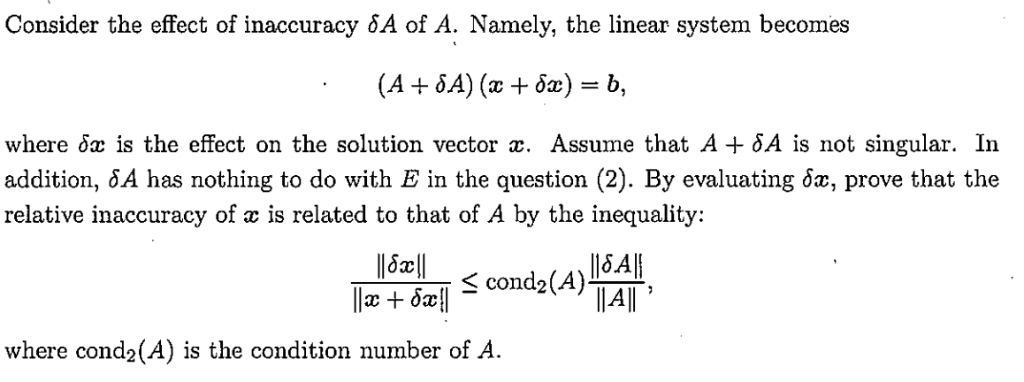 Solved Consider an n dimensional linear system Ax = b, where | Chegg.com