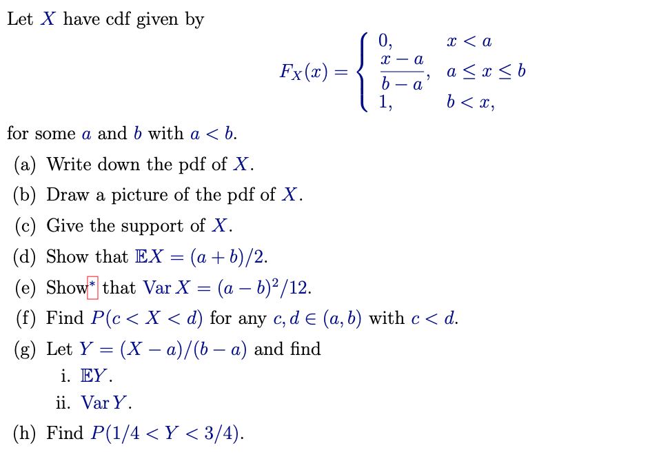 Solved Let X have cdf given by 0, x | Chegg.com