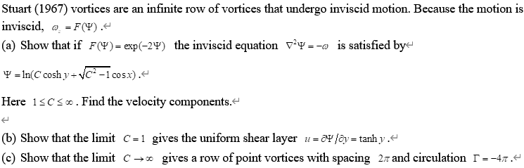 Solved Stuart (1967) vortices are an infinite row of | Chegg.com