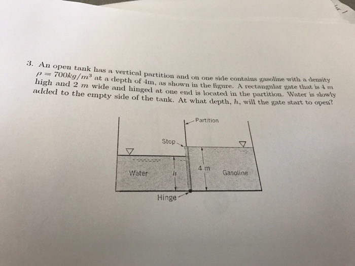 Solved An open tank has a vertical partition and on one side | Chegg.com