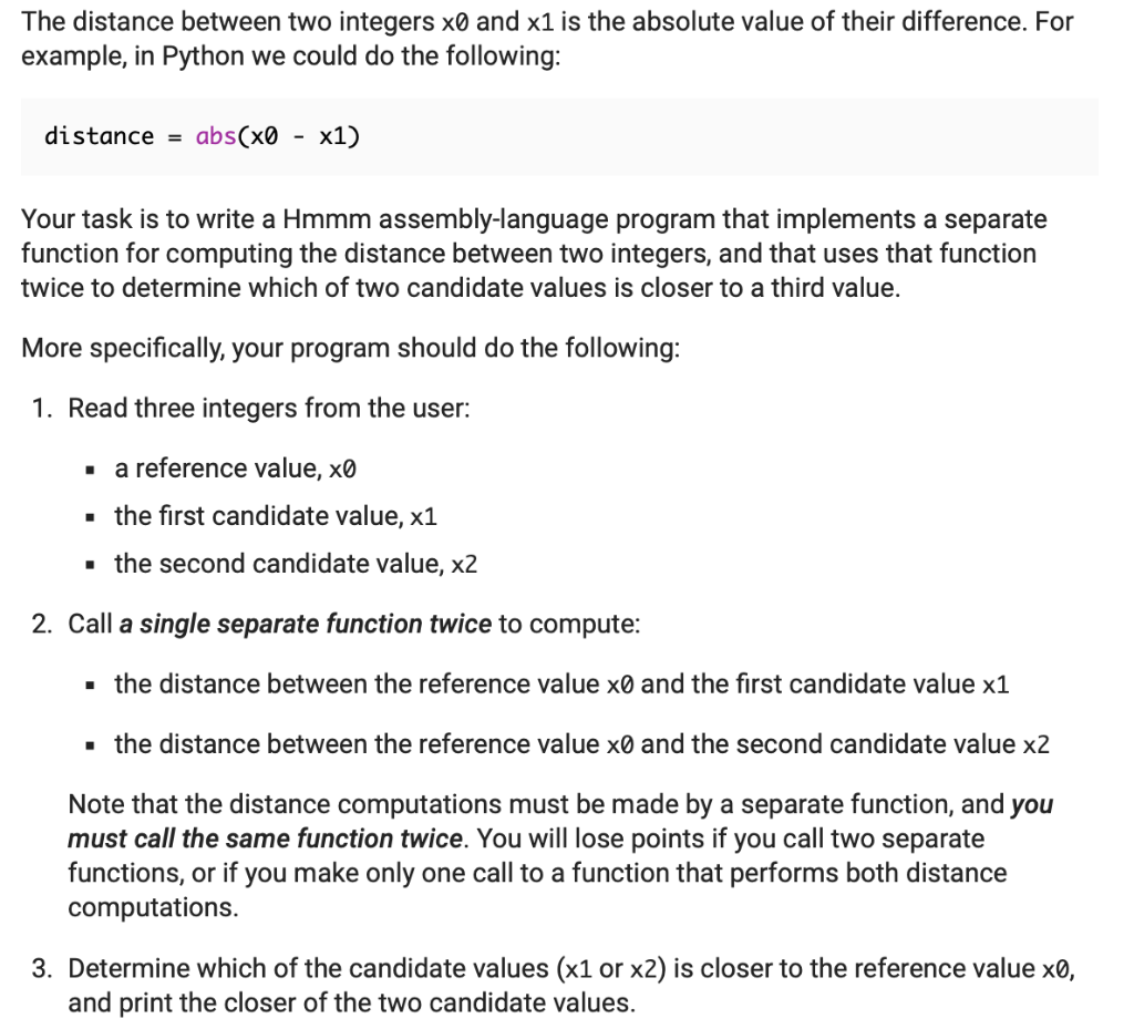 The distance between two integers x0 and x1 is the | Chegg.com