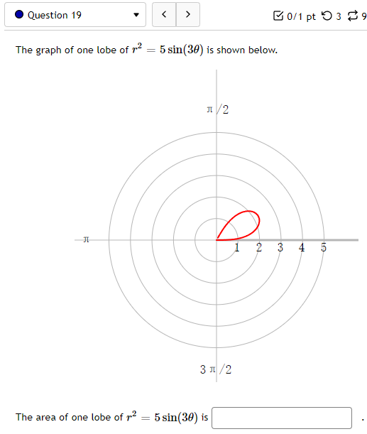 Solved Question 19 > 0/1 pt 39 The graph of one lobe of p2 5 | Chegg.com