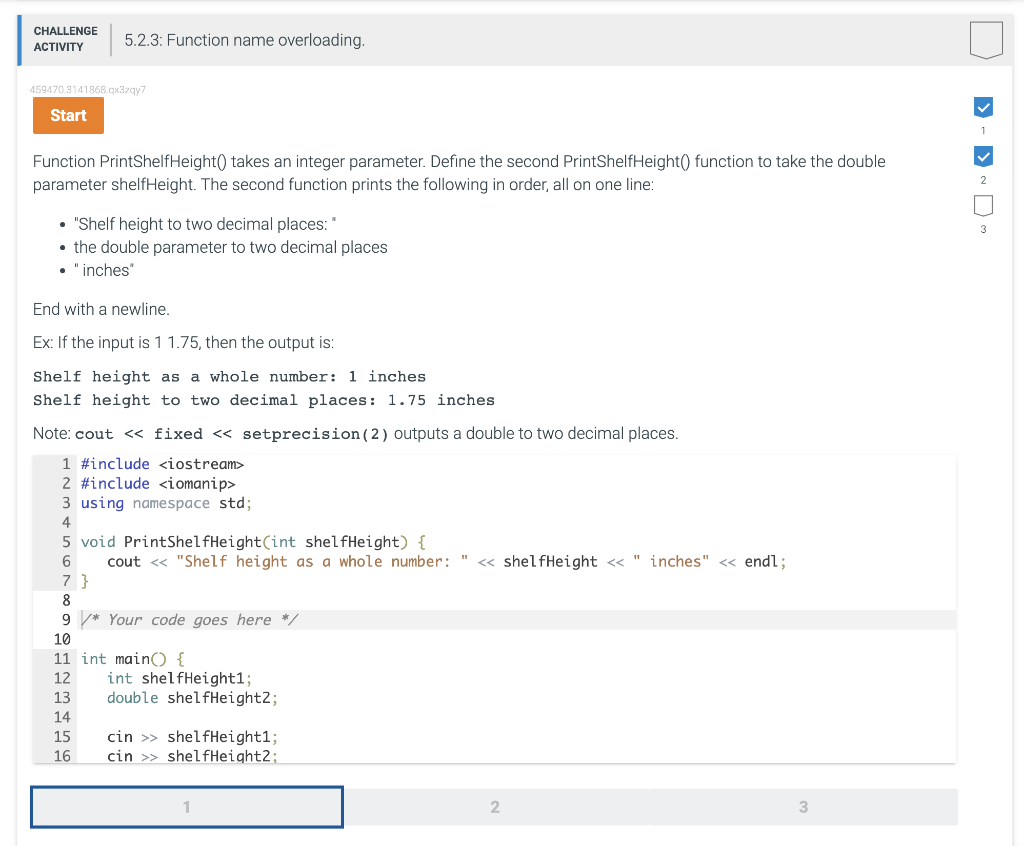 Solved PLEASE C++ Function PrintShelfHeight() takes an | Chegg.com