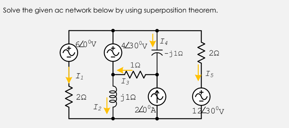Solve the given ac network below by using | Chegg.com