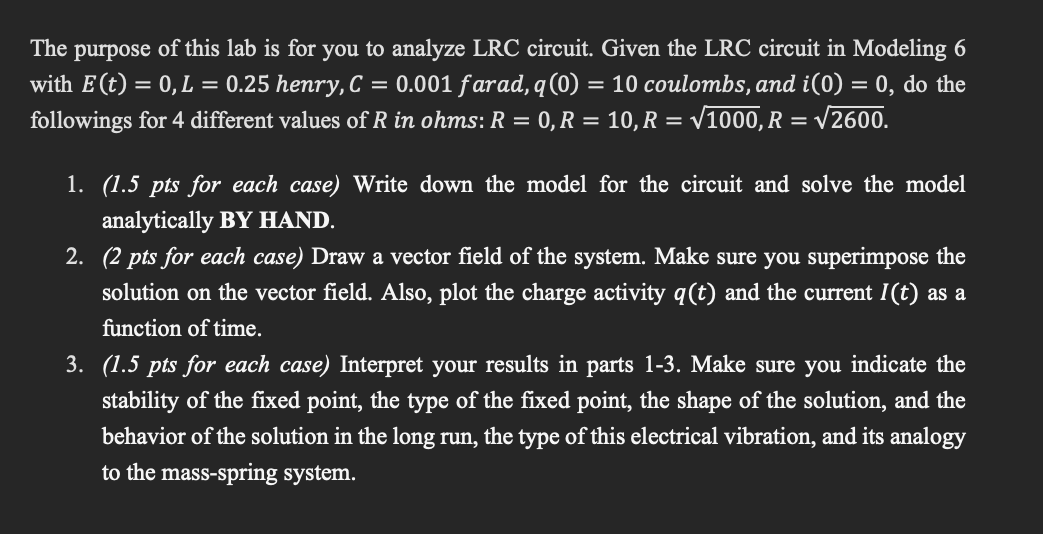 Solved The purpose of this lab is for you to analyze LRC | Chegg.com