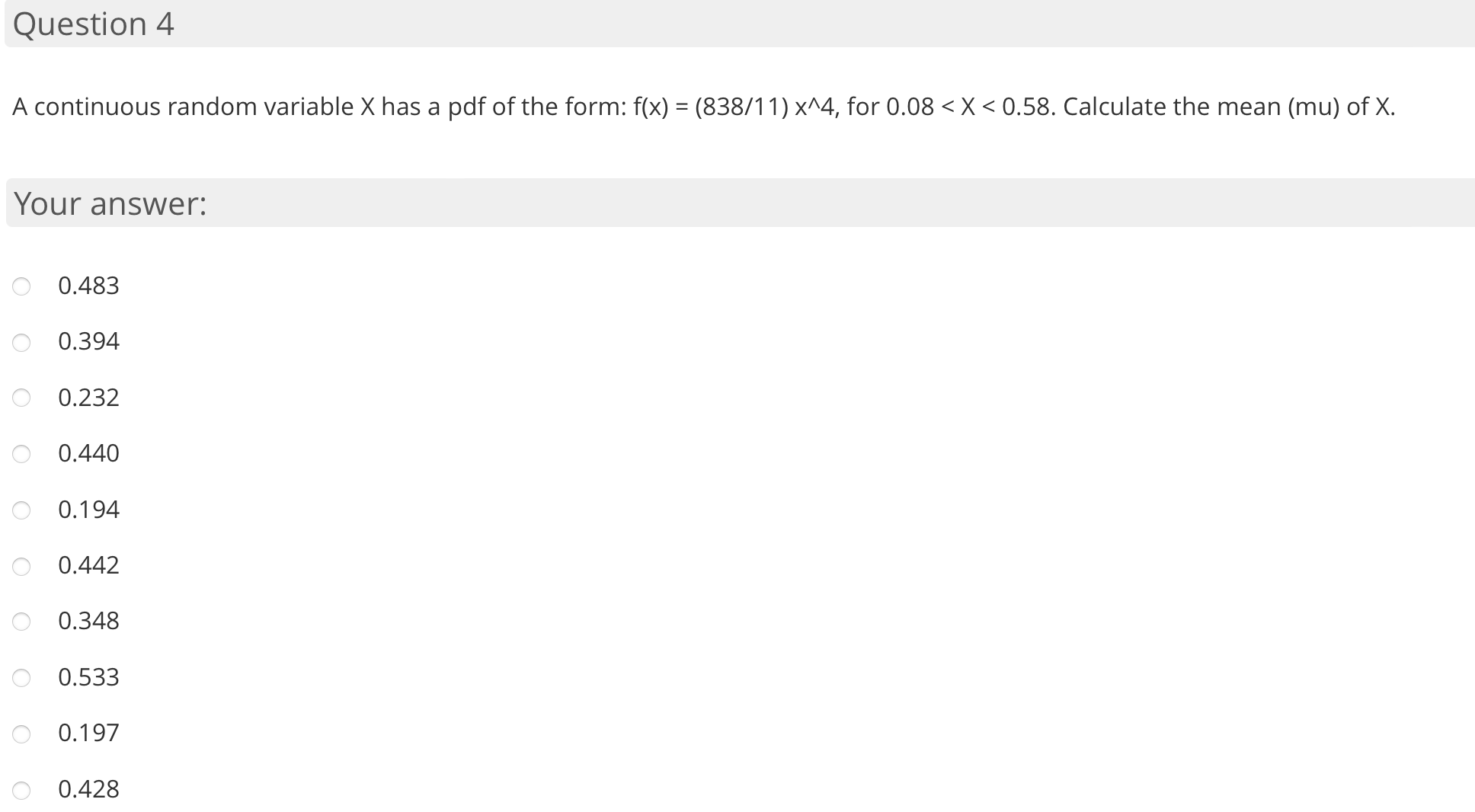 Solved Question 4A continuous random variable x ﻿has a pdf | Chegg.com