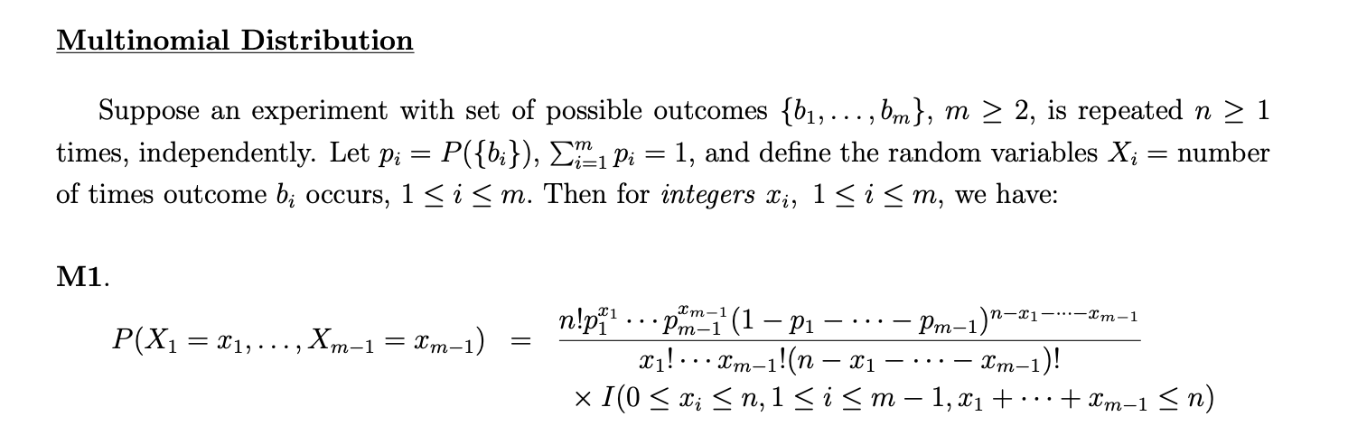 Solved 2. Refer to the Multinomial distribution M1 in SOME | Chegg.com