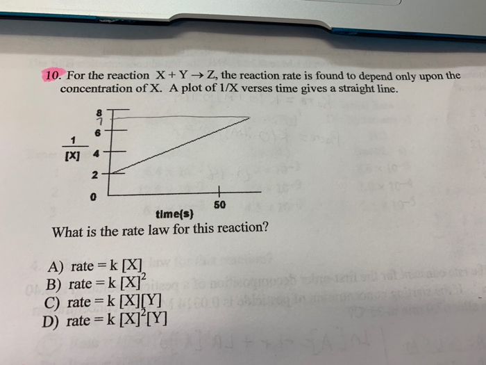 Solved 10. For the reaction X + Y → Z, the reaction rate is | Chegg.com