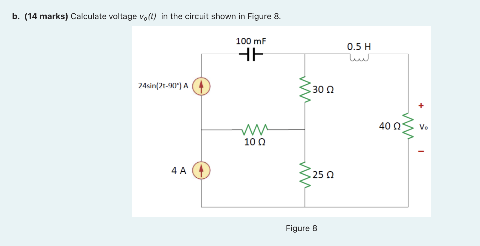 Solved b. (14 marks) Calculate voltage vo(t) in the circuit | Chegg.com