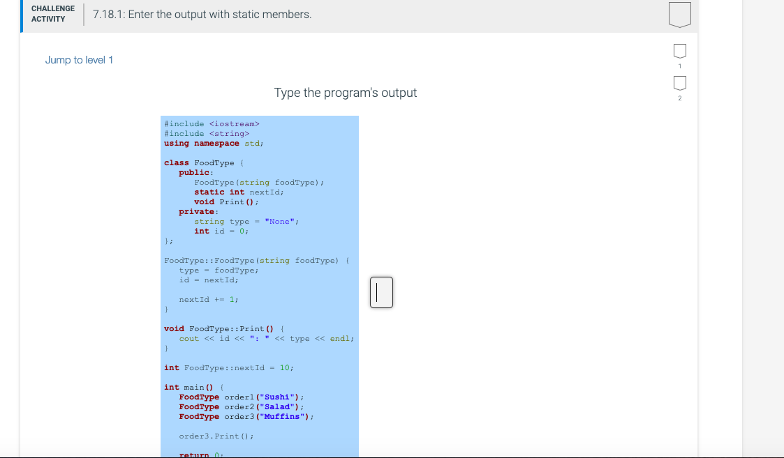 CHALLENGE ACTIVITY 7.10.1: Enter the output of the | Chegg.com