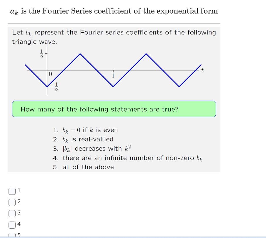 Solved ak is the Fourier Series coefficient of the | Chegg.com