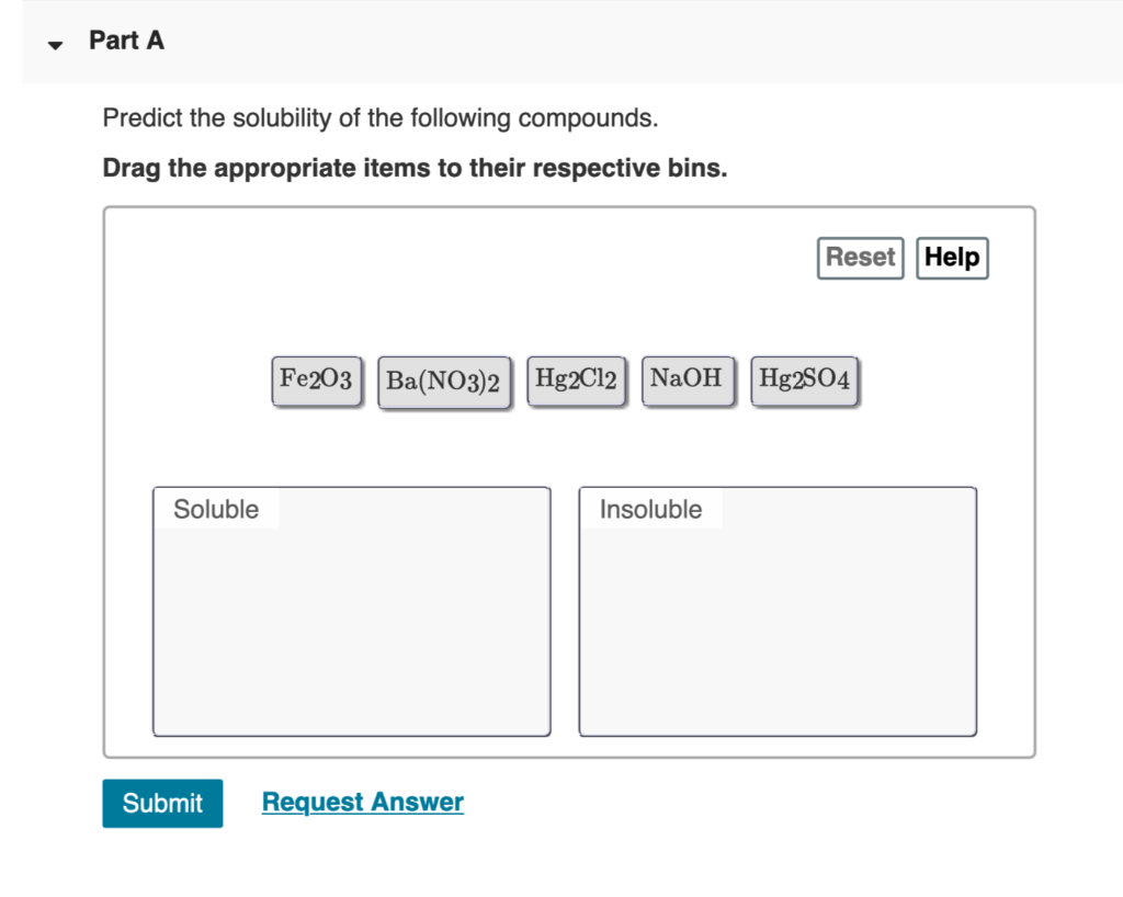 Solved Part A Predict the solubility of the following | Chegg.com