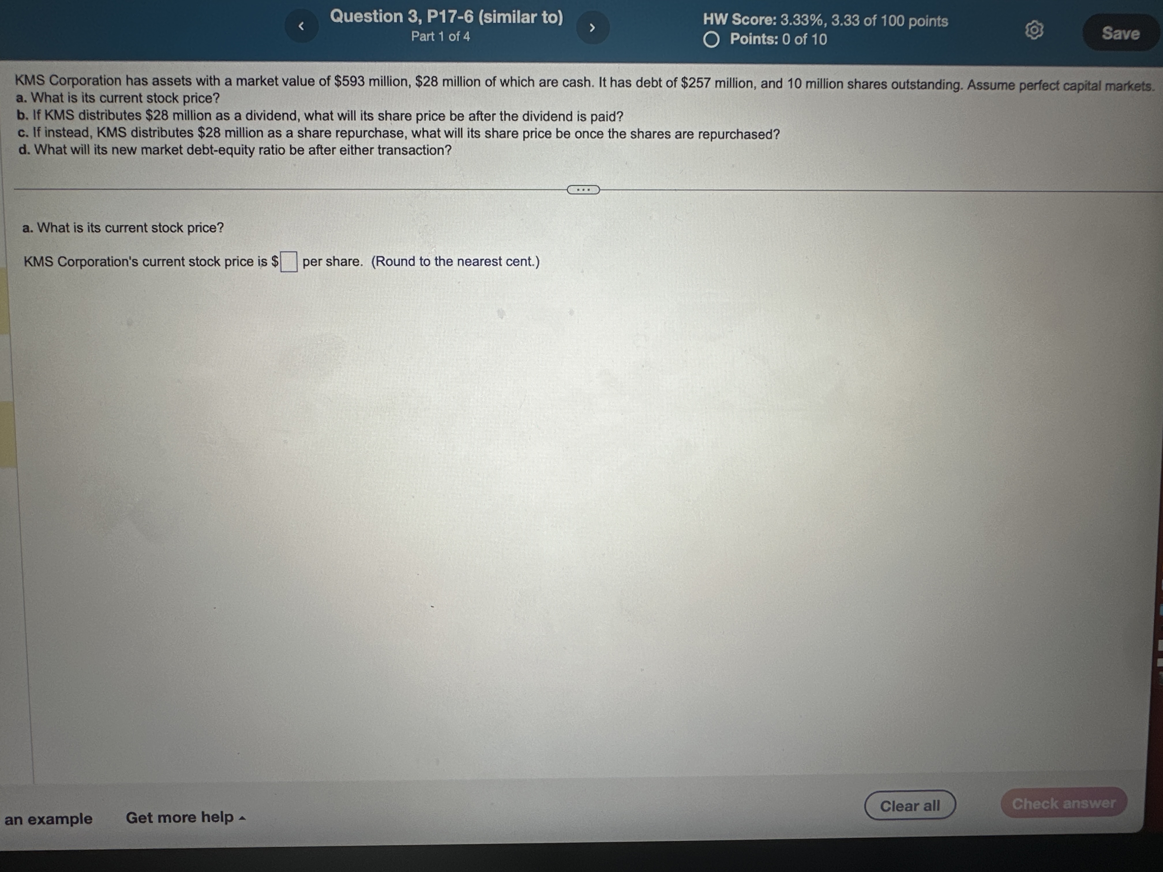 Solved KMS Corporation has assets with a market value of | Chegg.com