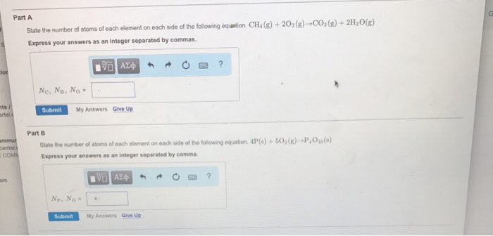 Solved Part A State the number of atoms of each element on | Chegg.com