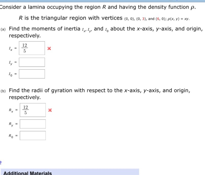 Solved Consider a lamina occupying the region R and having | Chegg.com