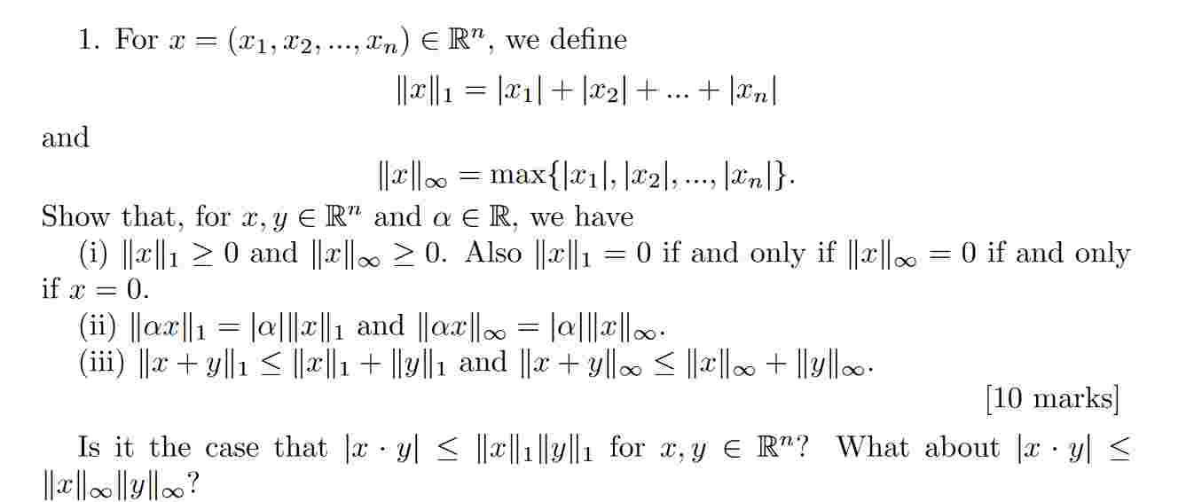 Solved For x=(x1,x2,dots,xn)inRn, we | Chegg.com