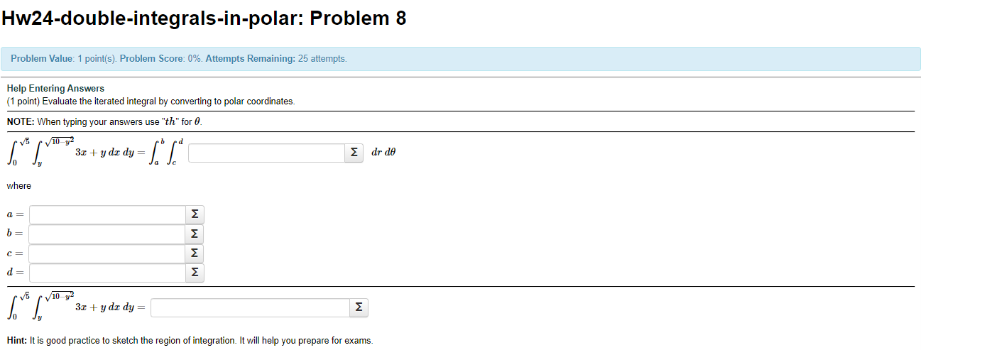 Solved Hw24-double-integrals-in-polar: Problem 8 Problem | Chegg.com