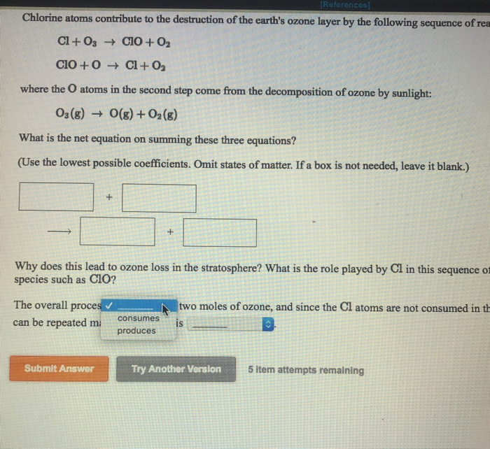 Solved References] Chlorine atoms contribute to the | Chegg.com