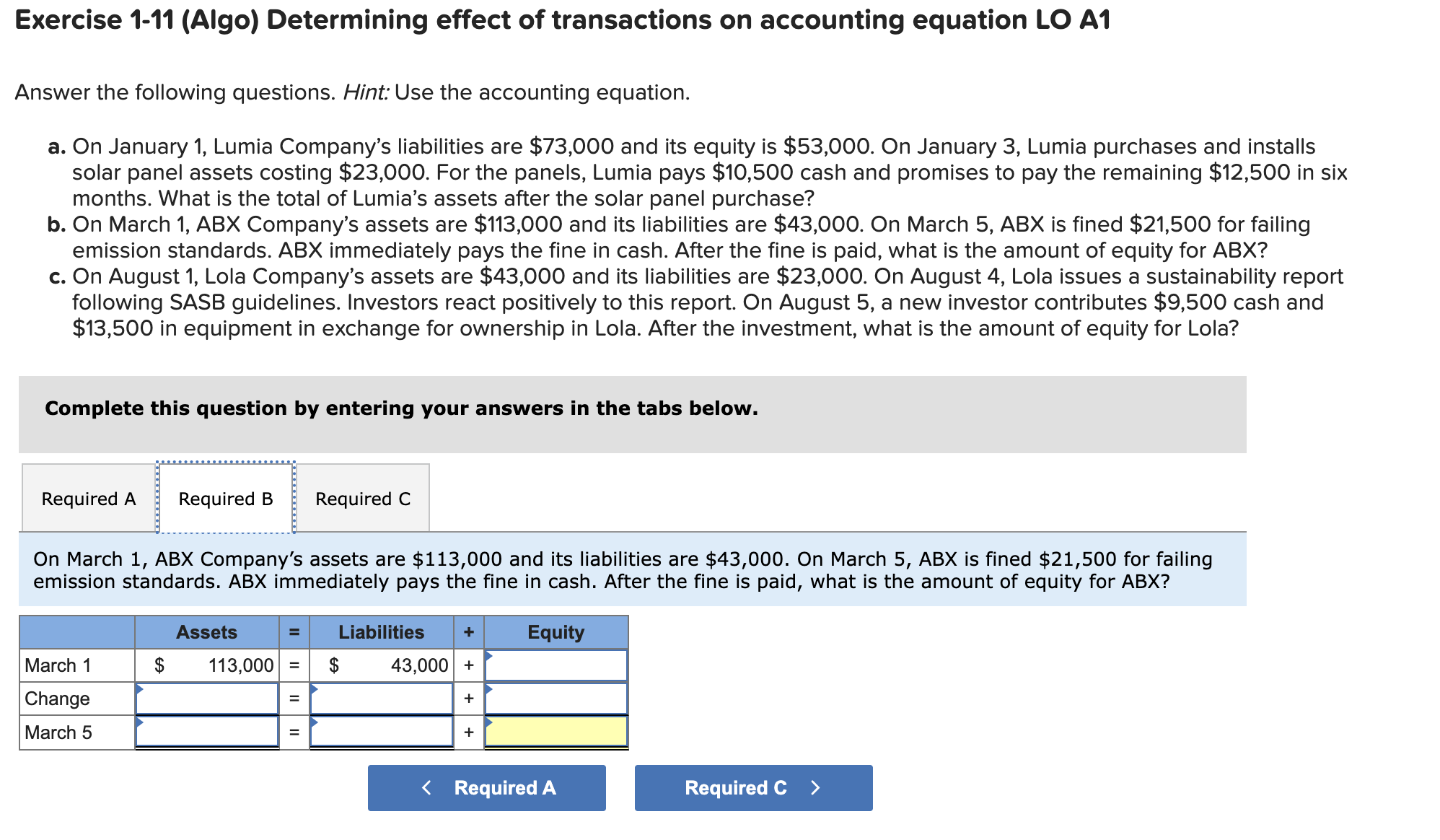 Solved Exercise 1-11 (Algo) Determining effect of | Chegg.com