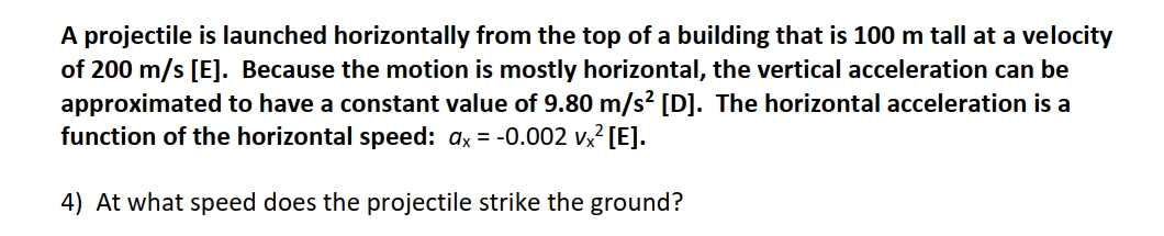 Solved A projectile is launched horizontally from the top of | Chegg.com
