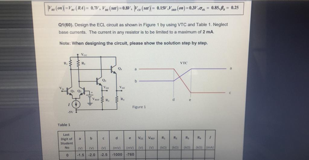 | 12: (on) = Vc (R4) = 0.70, Vac (sat) = 0.8V, \a | Chegg.com