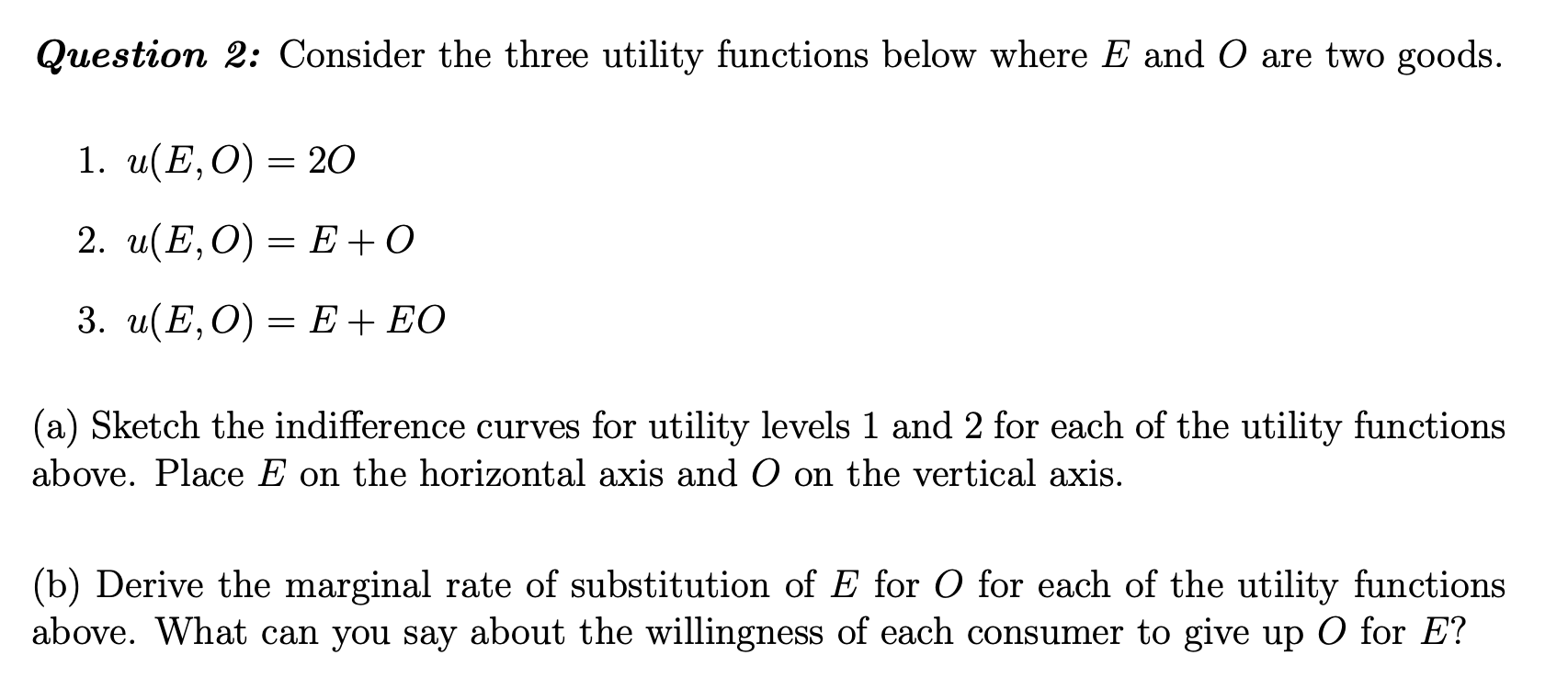 Solved Consider the three utility functions below | Chegg.com