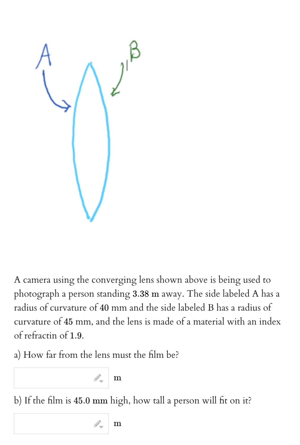 Solved A camera using the converging lens shown above is | Chegg.com