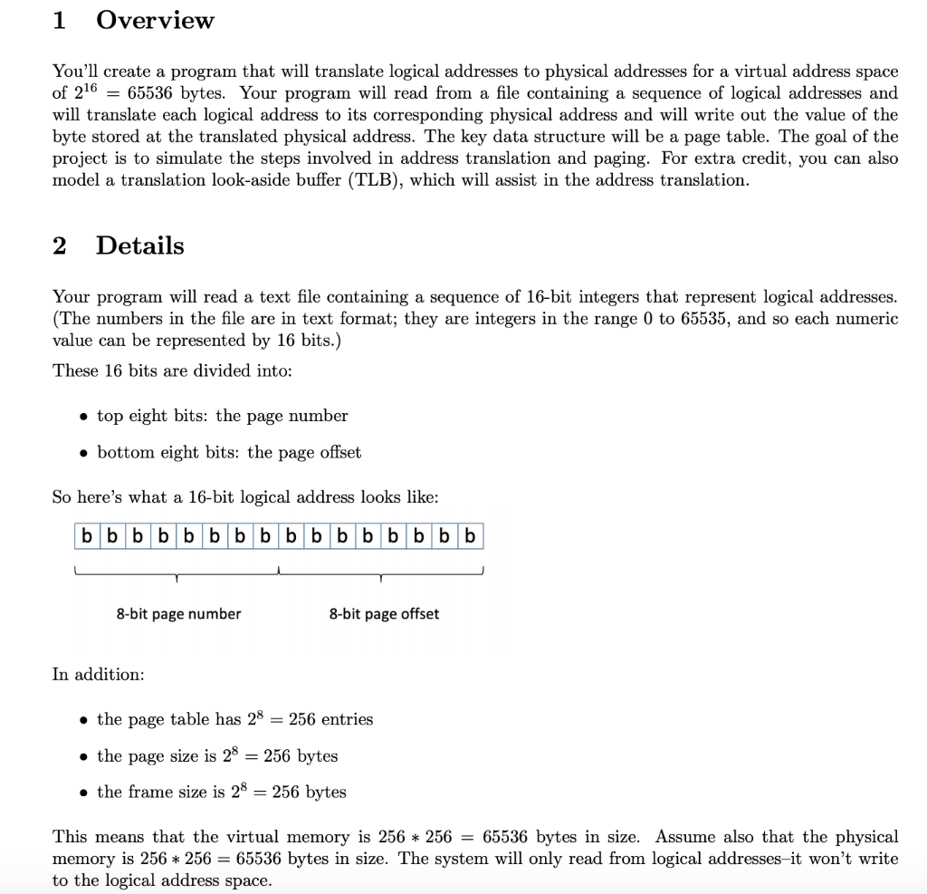 1 Overview You'll create a program that will | Chegg.com