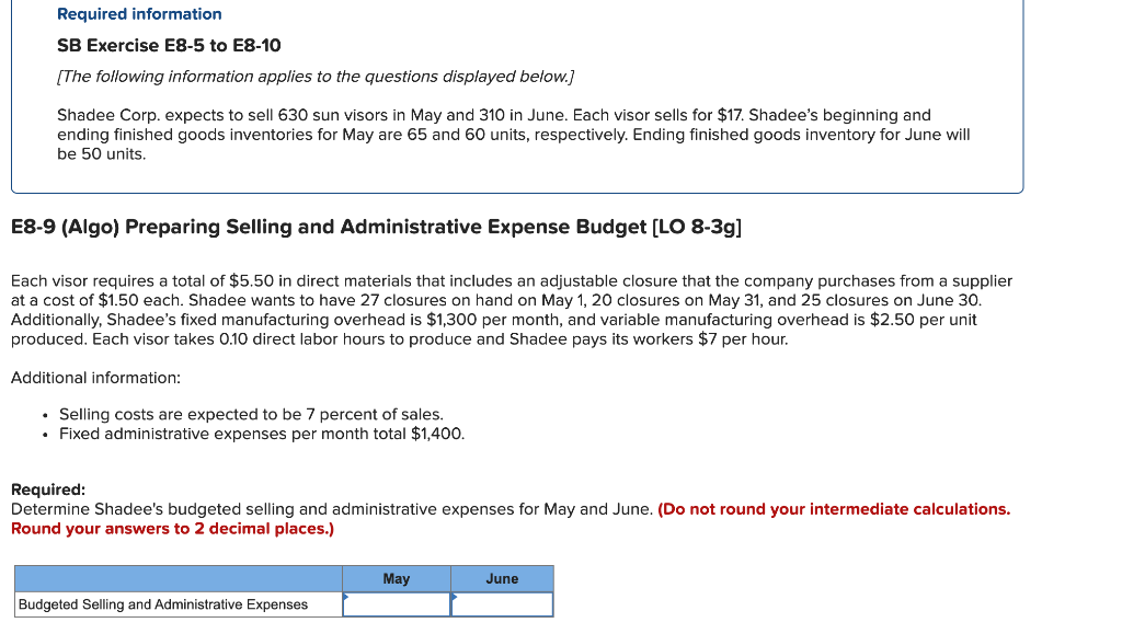 Solved Required information SB Exercise E8-5 to E8-10 (The | Chegg.com