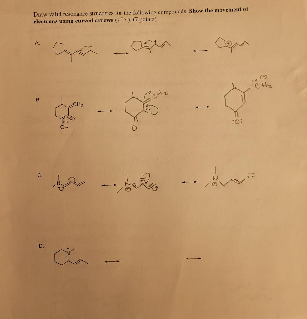 Solved Draw valid resonance structures for the following | Chegg.com