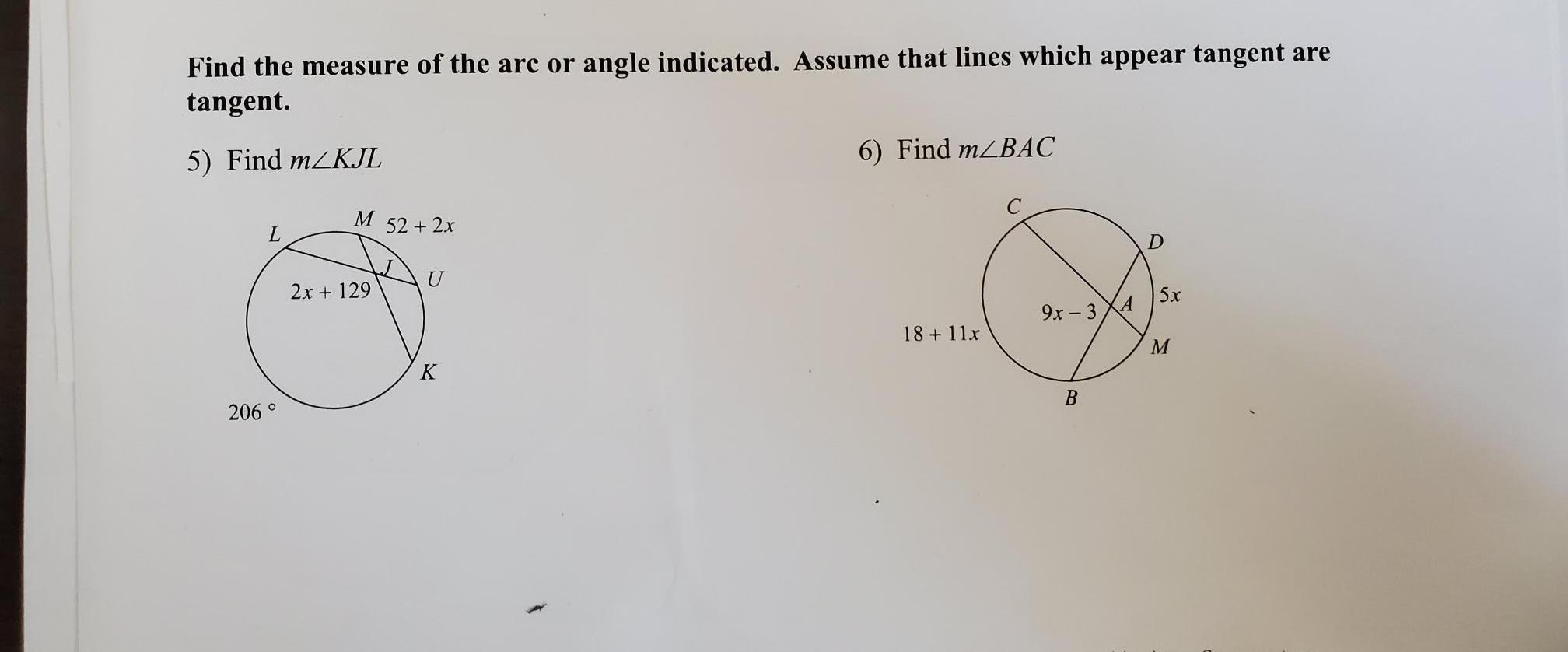Solved Find the measure of the arc or angle indicated. | Chegg.com