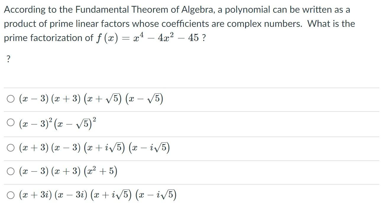 Solved According to the Fundamental Theorem of Algebra, a | Chegg.com