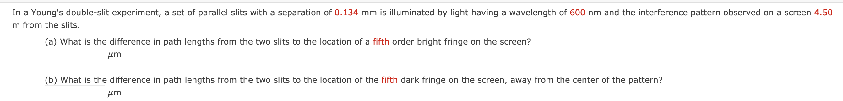 Solved m from the slits. (a) What is the difference in path | Chegg.com