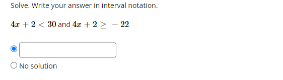 Solved Solve. Write your answer in interval notation.4x+2