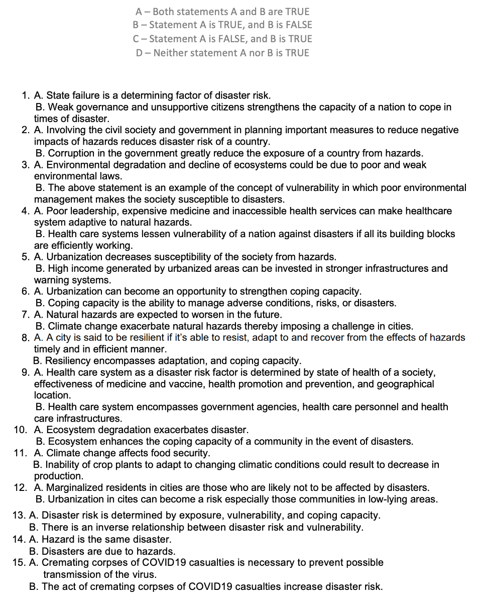 Solved A-Both statements A and B are TRUE B - Statement A is | Chegg.com