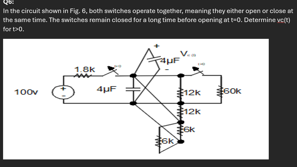 Solved Q6: In the circuit shown in Fig. 6, ﻿both switches | Chegg.com