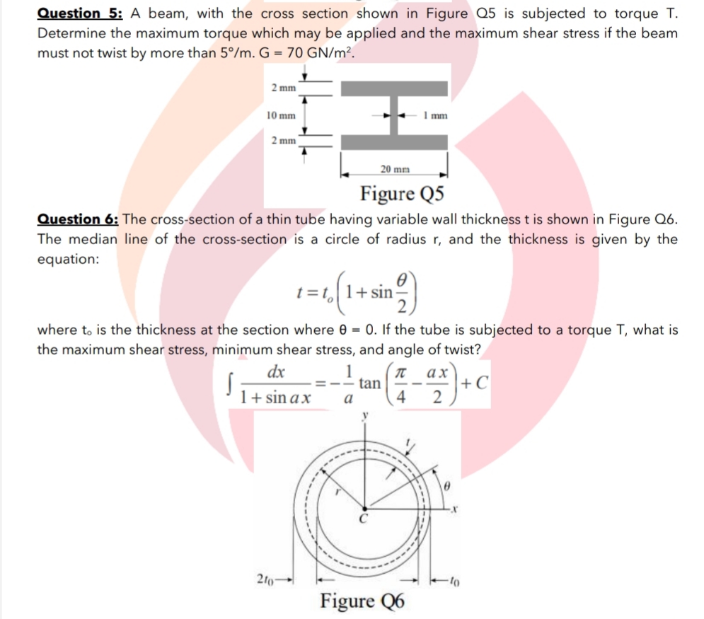 Solved Question 5: A beam, with the cross section shown in | Chegg.com