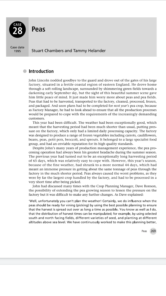 Solved CASE 28 Peas Case date 1995 Stuart Chambers and Tammy | Chegg.com