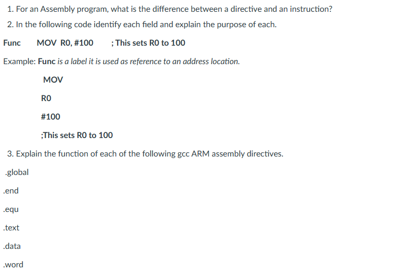 Solved 1 For An Assembly Program What Is The Difference