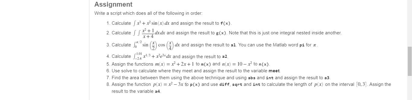 Solved x+4 x2 COS Assignment Write a script which does all | Chegg.com