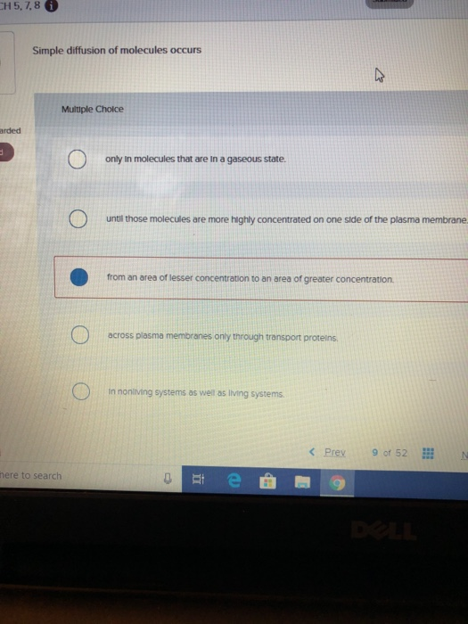 Solved Simple diffusion of molecules occurs Multiple Choice | Chegg.com