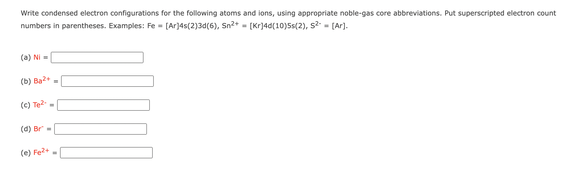 Solved Write condensed electron configurations for the | Chegg.com