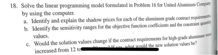 18. Solve the linear programming model formulated in | Chegg.com