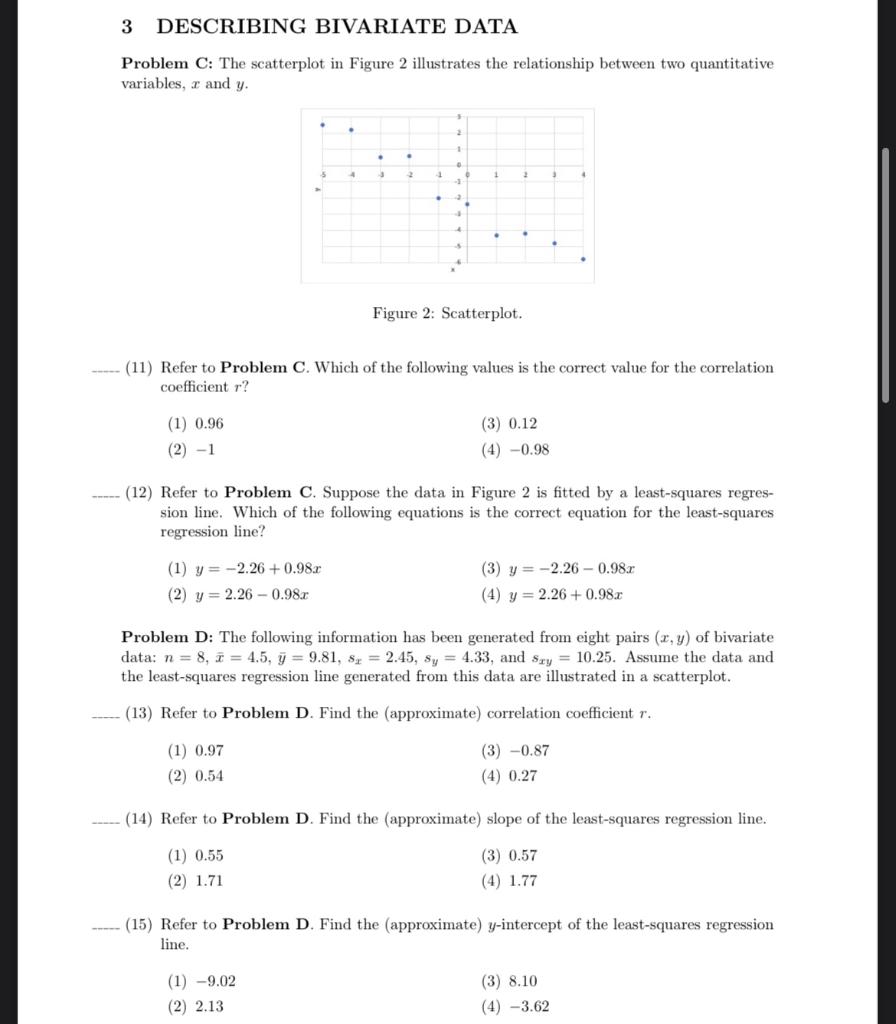 Solved Problem C: The scatterplot in Figure 2 illustrates | Chegg.com