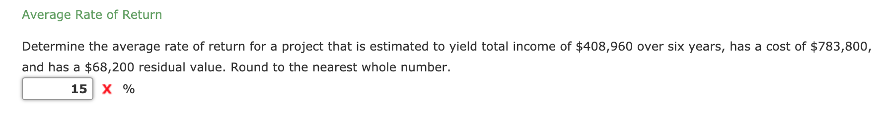 Solved Average Rate of Return Determine the average rate of | Chegg.com