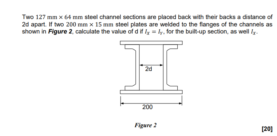 Solved Two 127 mm x 64 mm steel channel sections are placed | Chegg.com